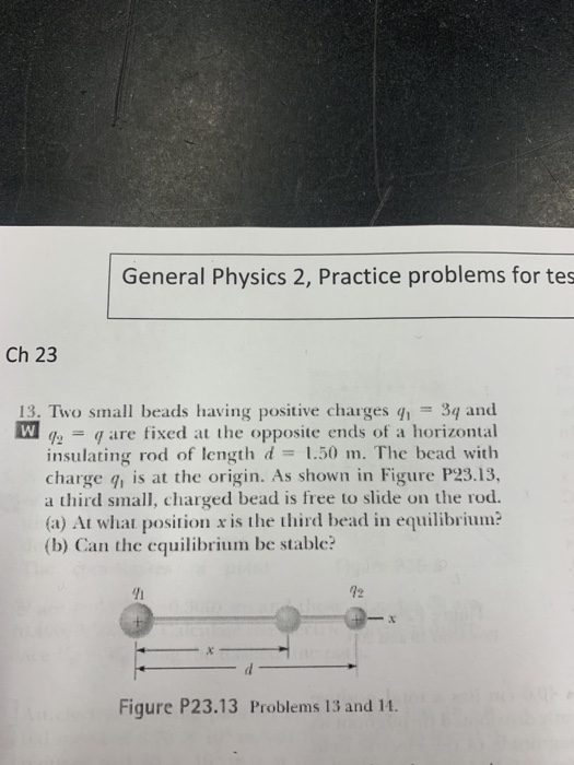 Solved General Physics 2, Practice problems for tes Ch 23 | Chegg.com