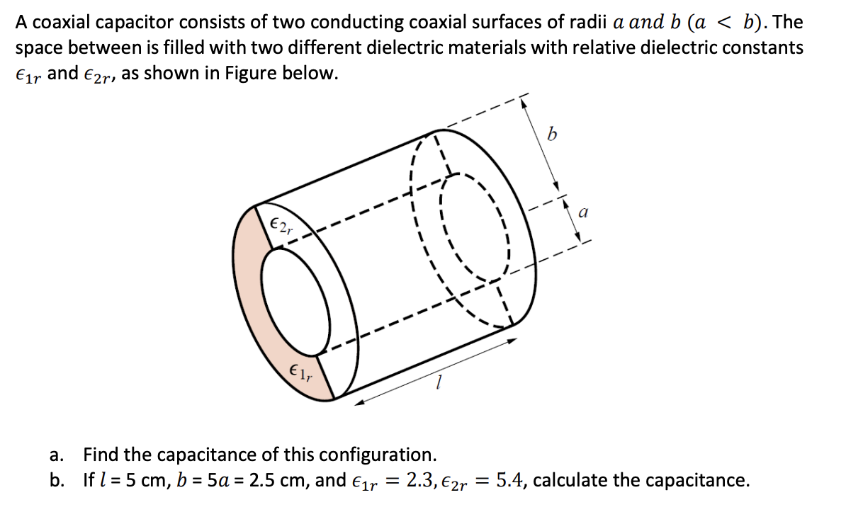 Solved A coaxial capacitor consists of two conducting | Chegg.com