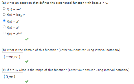 Solved For problem (c), if a cannot equal 1, why is the | Chegg.com