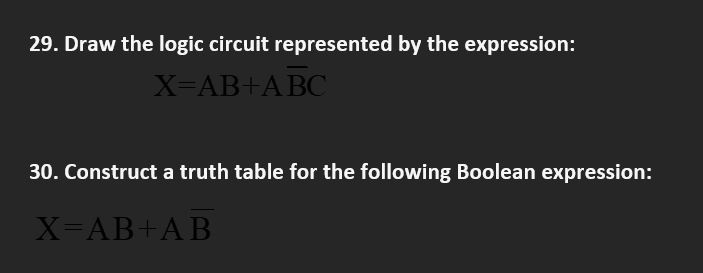 Solved 29. Draw the logic circuit represented by the | Chegg.com