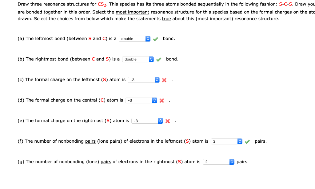 Solved Draw three resonance structures for CS2. This species | Chegg.com