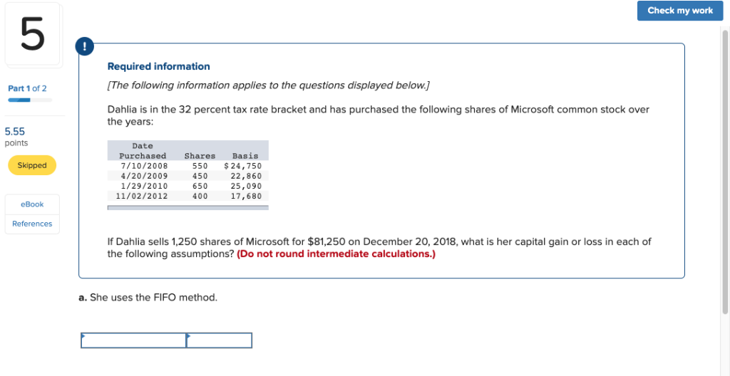 Solved Check my work 5 Required information [The following | Chegg.com