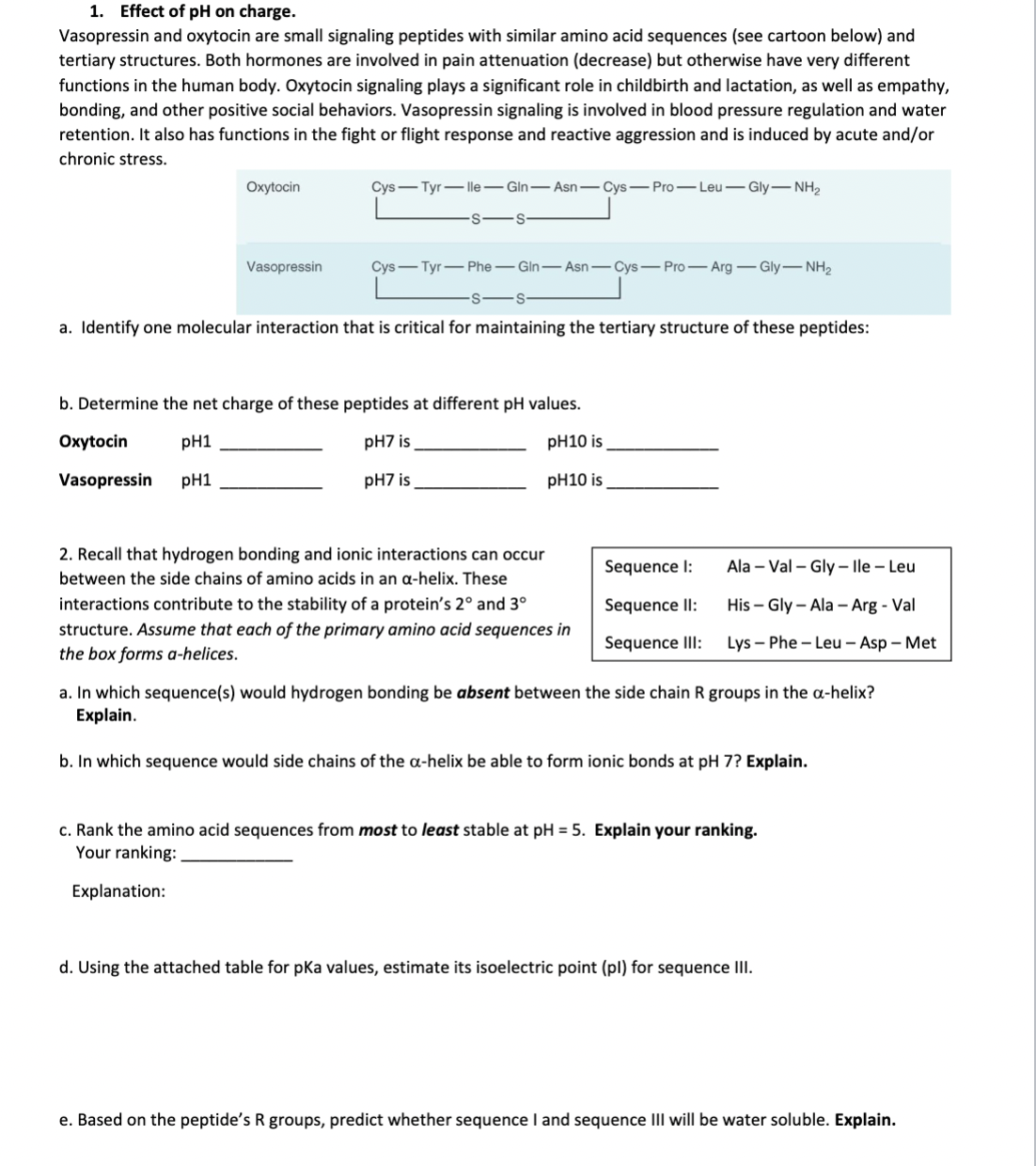 Solved Effect of pH ﻿on charge.Vasopressin and oxytocin are | Chegg.com