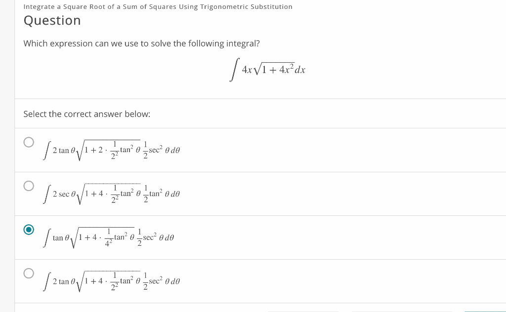 Solved Integrate a Square Root of a Sum of Squares Using | Chegg.com