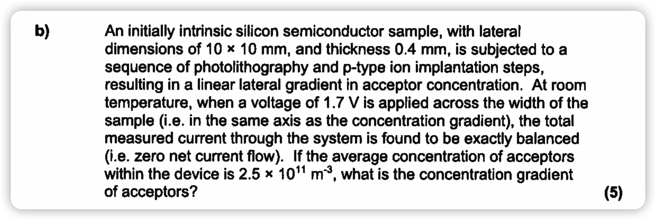Solved An initially intrinsic silicon semiconductor sample, | Chegg.com