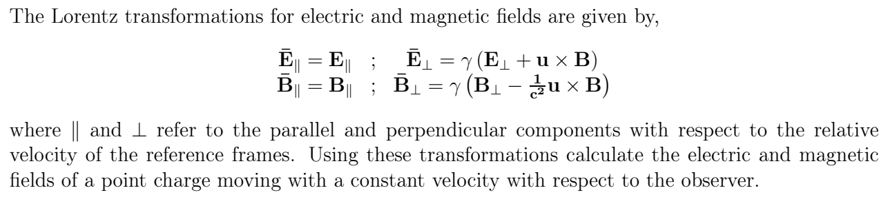 Solved The Lorentz transformations for electric and magnetic | Chegg.com