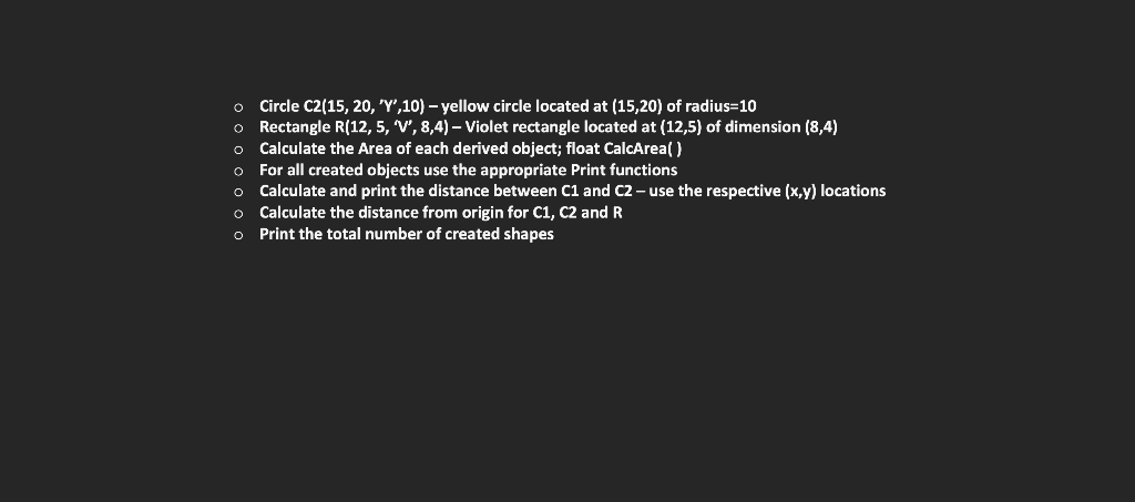 2. Write program that creates a class Shape that | Chegg.com