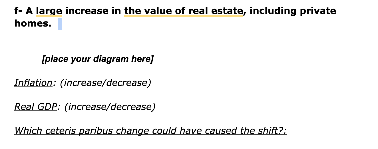 Solved f- ﻿A large increase in the value of real estate, | Chegg.com