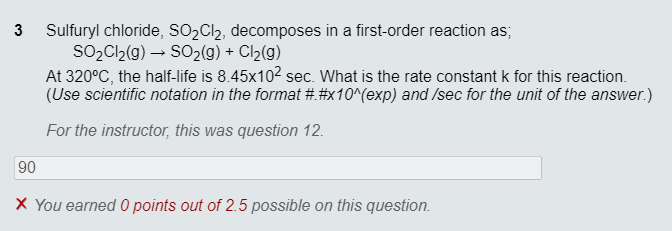 Solved 3 Sulfuryl chloride, SO2Cl2, decomposes in a | Chegg.com