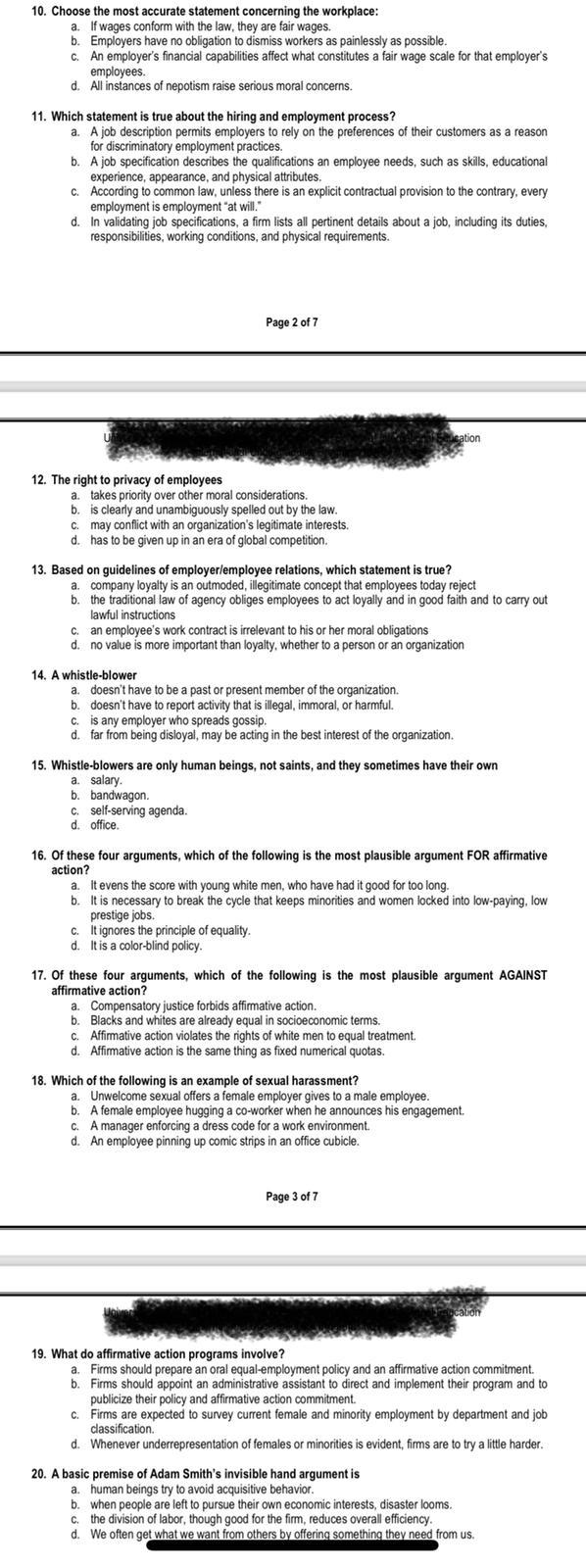 Solved I. Section One: Multiple-choice Questions - 20 | Chegg.com