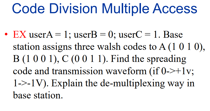 3. (50) Re-do the CDMA example in Lecture with the | Chegg.com