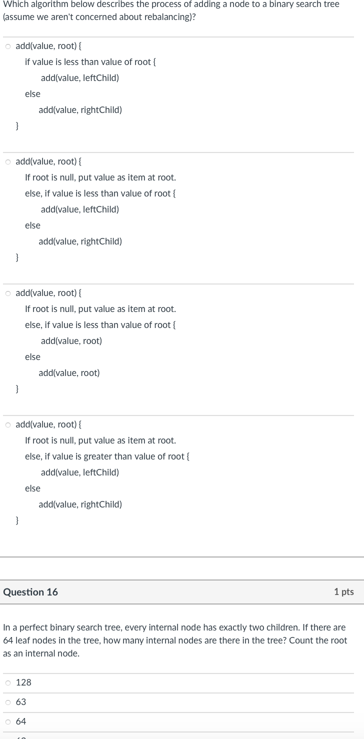 Solved Which Algorithm Below Describes The Process Of Adding 