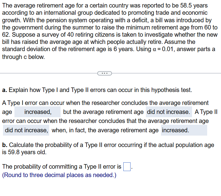 Solved b. ﻿Calculate the probability of a Type II error | Chegg.com