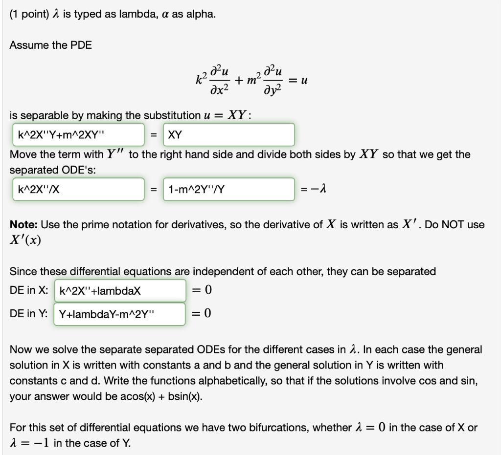 Solved (1 point) 1 is typed as lambda, a as alpha. Assume | Chegg.com