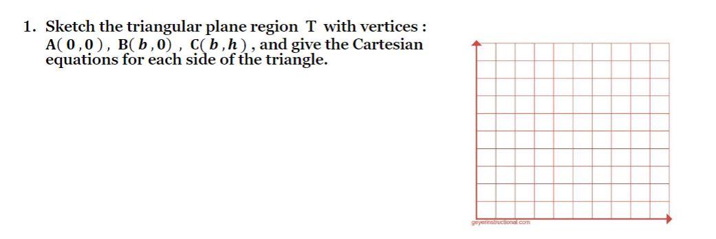 Solved 1. Sketch the triangular plane region T with vertices | Chegg.com