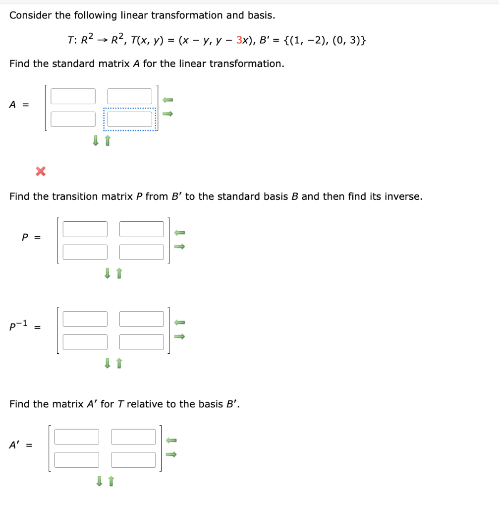 Solved Consider the following linear transformation and | Chegg.com