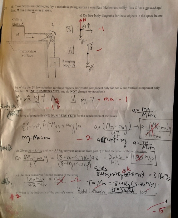 Solved 16. Two boxes are connected by a massless string | Chegg.com