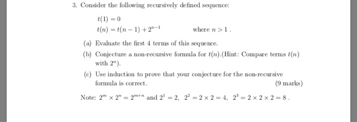 Solved 3. Consider the following recursively defined | Chegg.com