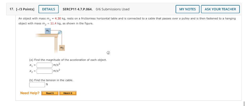 Solved An object with mass m1=4.30 kg, rests on a | Chegg.com