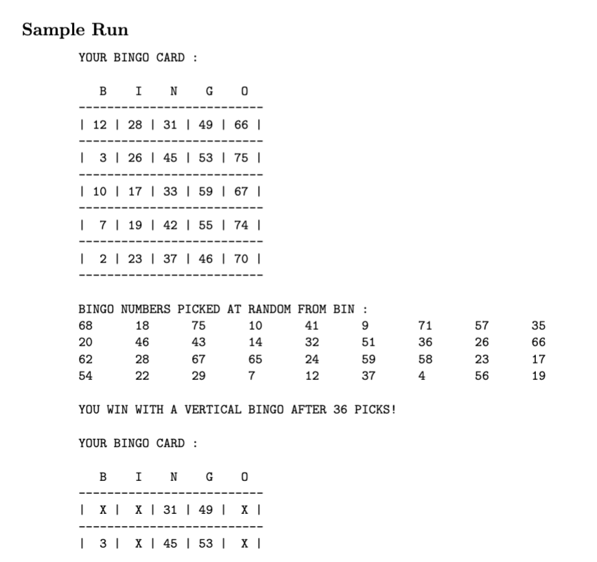 Assignment Specifications single card. The input to | Chegg.com