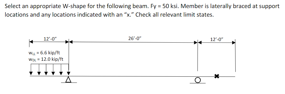 Solved Select an appropriate W-shape for the following beam. | Chegg.com
