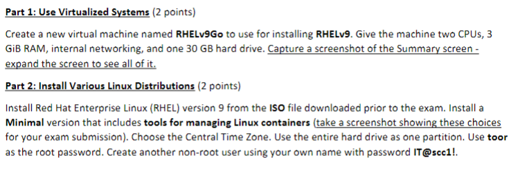 Solved Part 1: Use Virtualized Systems (2 ﻿points)Create a | Chegg.com