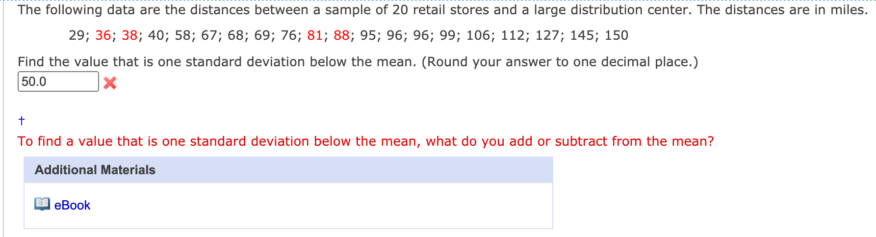 Solved The following data are the distances between a sample | Chegg.com