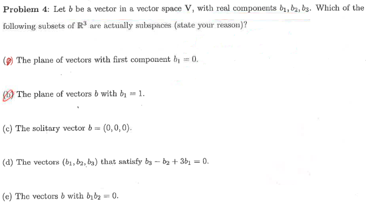 Solved Problem 4: Let b be a vector in a vector space V, | Chegg.com