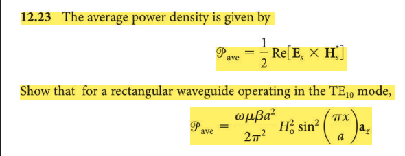 Solved 12.23 The average power density is given by Pave | Chegg.com