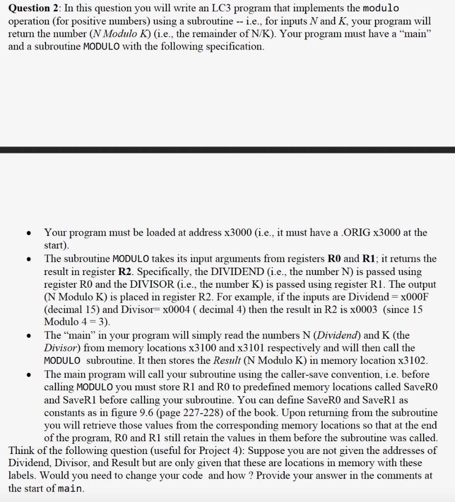 Question 2: In this question you will write an LC3 | Chegg.com