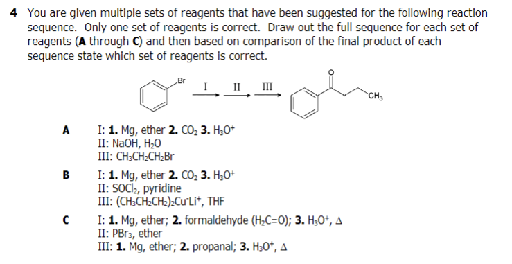 [Solved]: You are given multiple sets of reagents that have