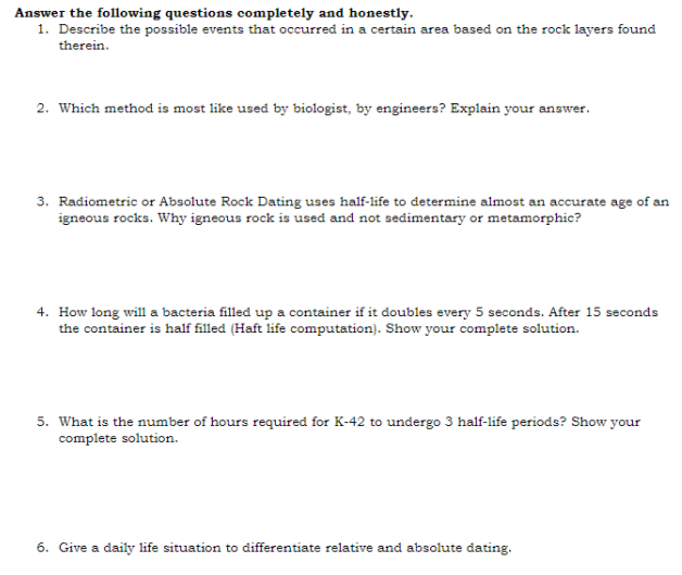 Please answer all the six questions. I want all the | Chegg.com