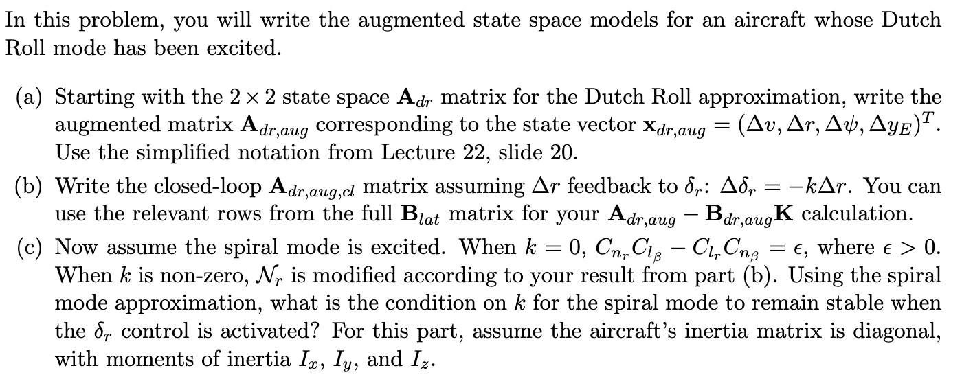 Solved In this problem, you will write the augmented state | Chegg.com