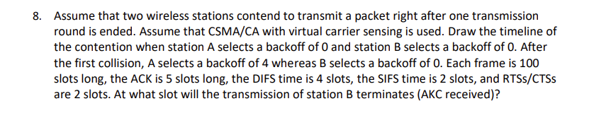Solved Assume that two wireless stations contend to transmit | Chegg.com