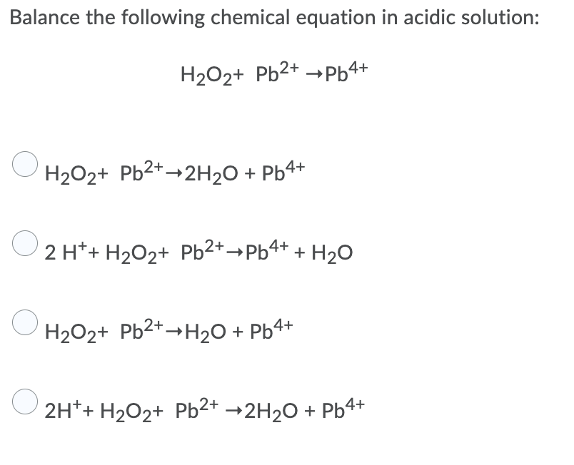 Solved Balance the following chemical equation in acidic | Chegg.com