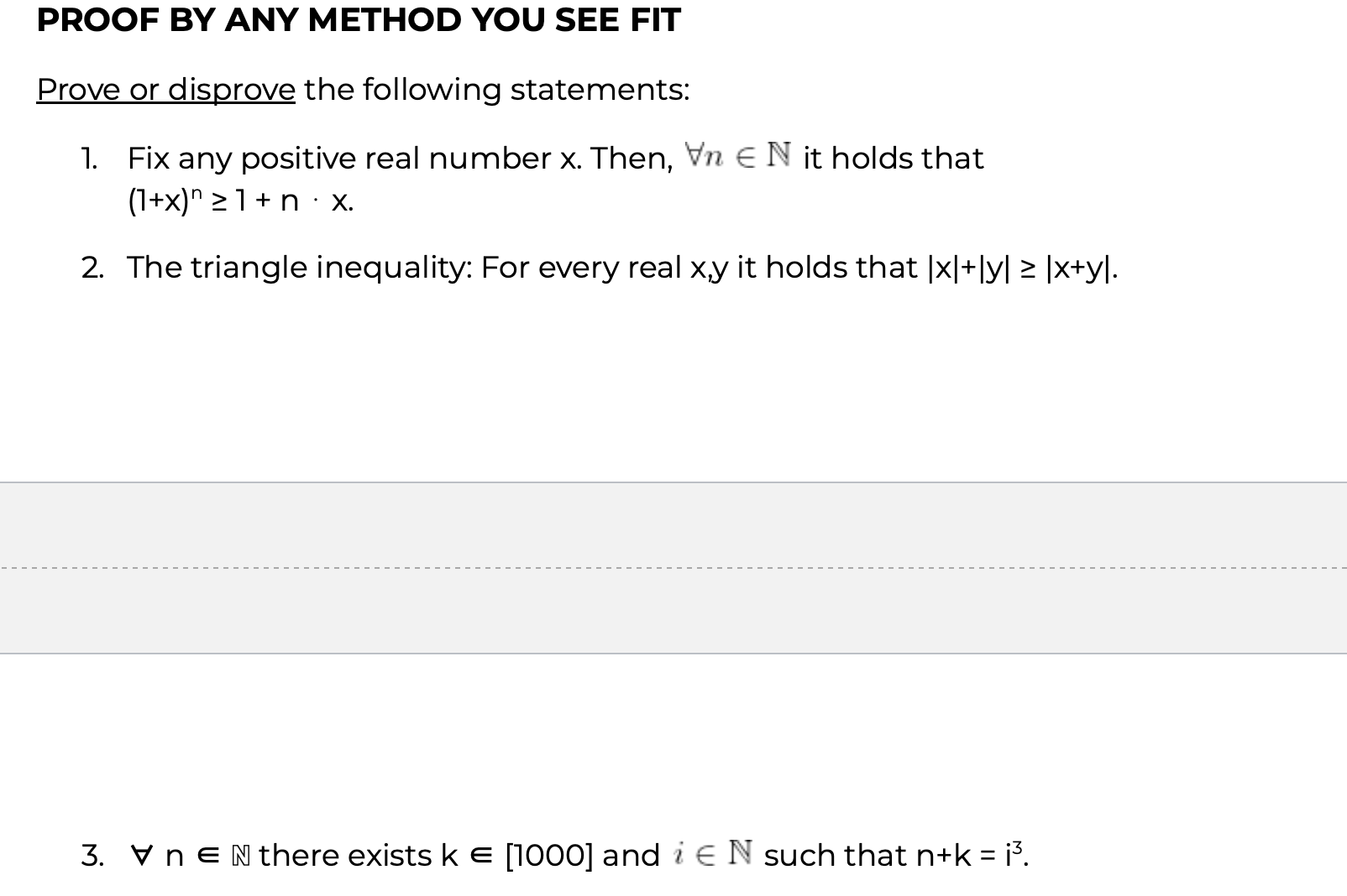 Solved PROOF BY ANY METHOD YOU SEE FITPLEASE ANSWER ALL 3 | Chegg.com