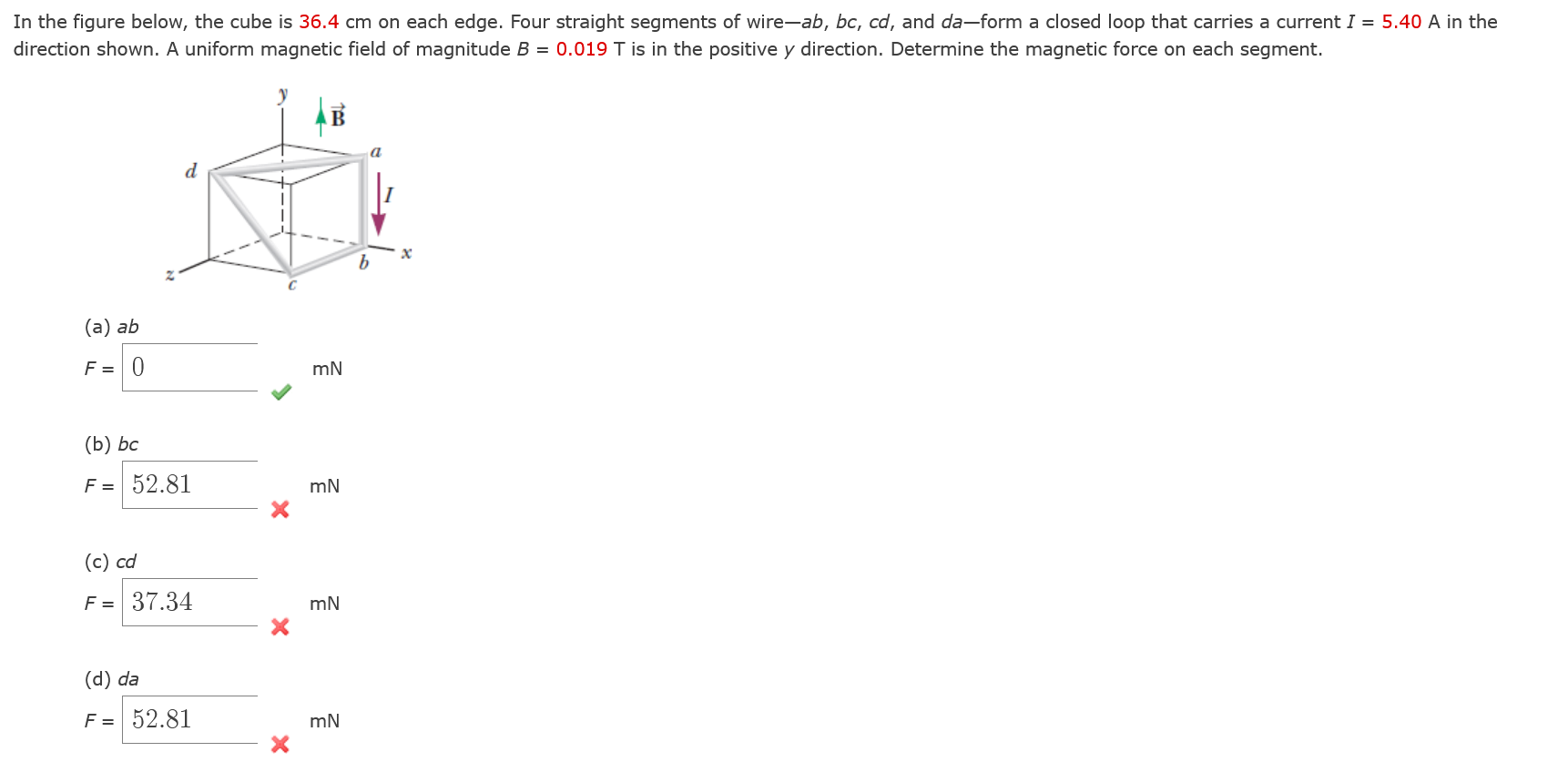 Solved In the figure below, the cube is 36.4 cm on each | Chegg.com