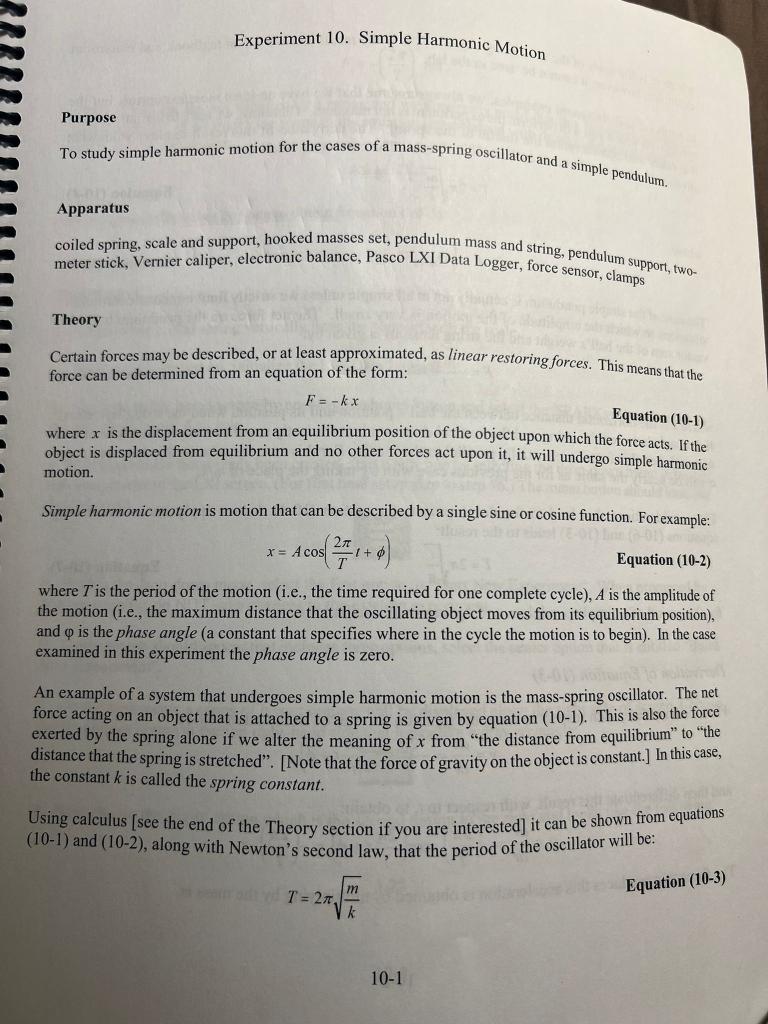 Solved Procedure A Finding the Spring Constant (include | Chegg.com
