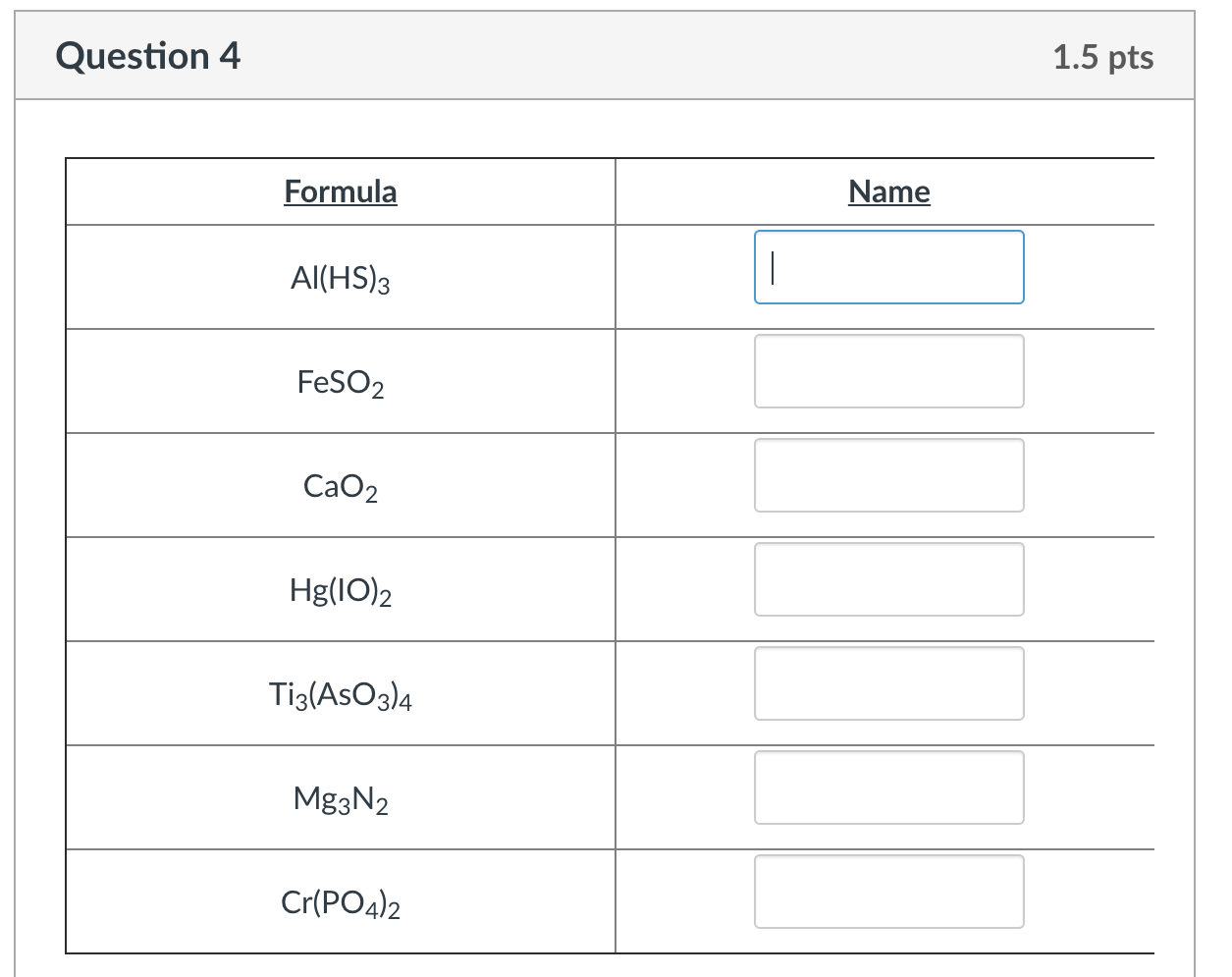 Solved It is asking to provide names for these ionic | Chegg.com