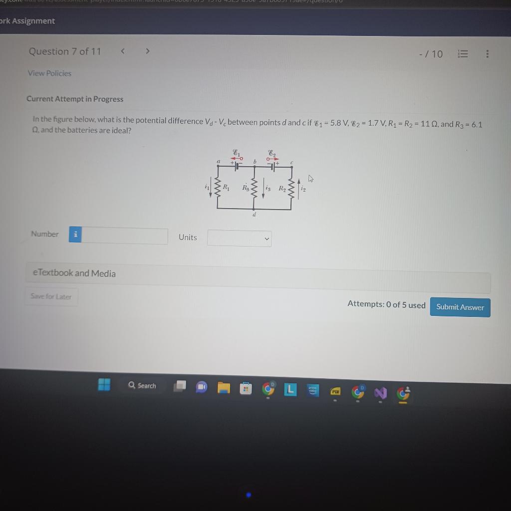 Solved In the figure below, what is the potential difference | Chegg.com