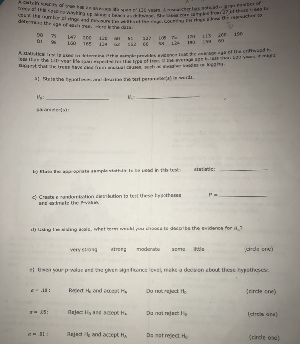 Solved A certain species of tree has an average trees of | Chegg.com