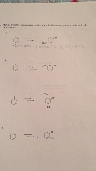 Solved Starting from the reactant given, outline a practical | Chegg.com