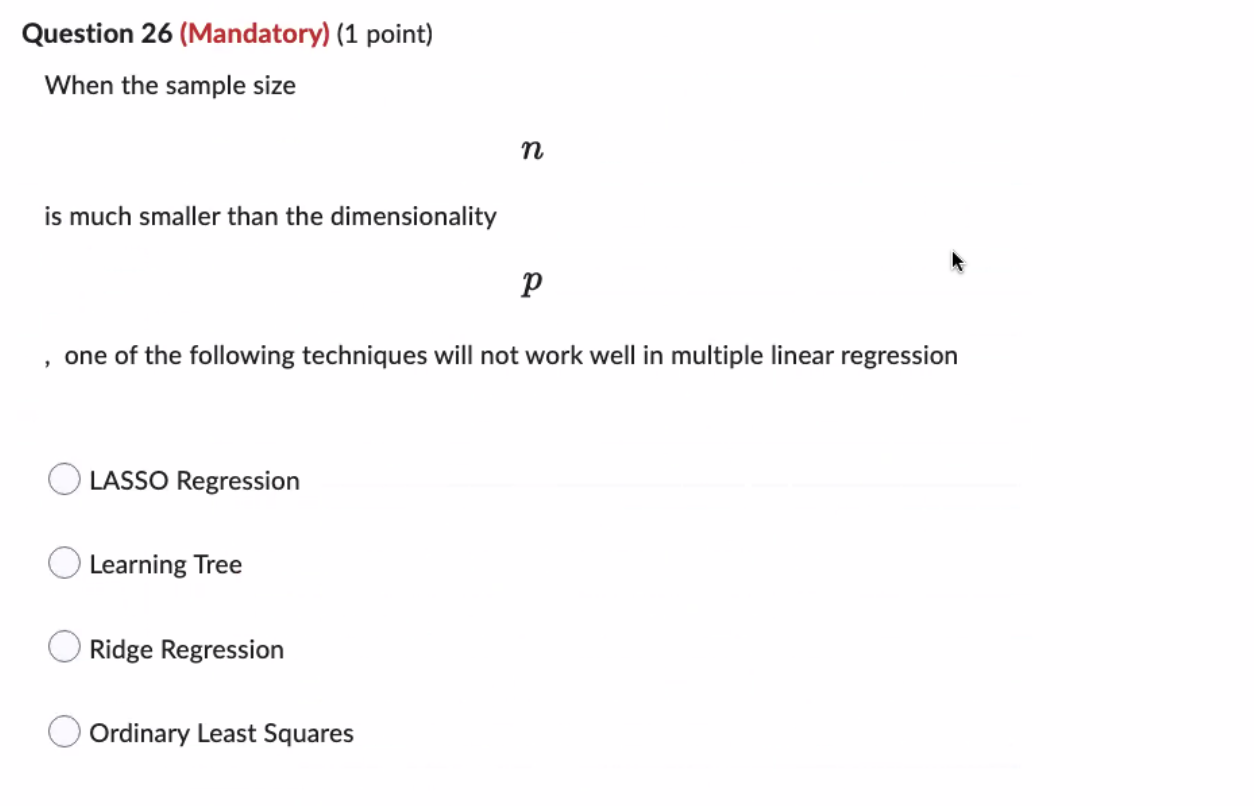 Solved When the sample size n is much smaller than the | Chegg.com