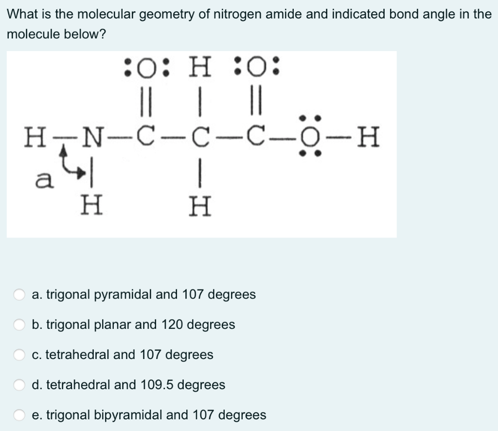 Solved What is the molecular geometry of nitrogen amide and | Chegg.com