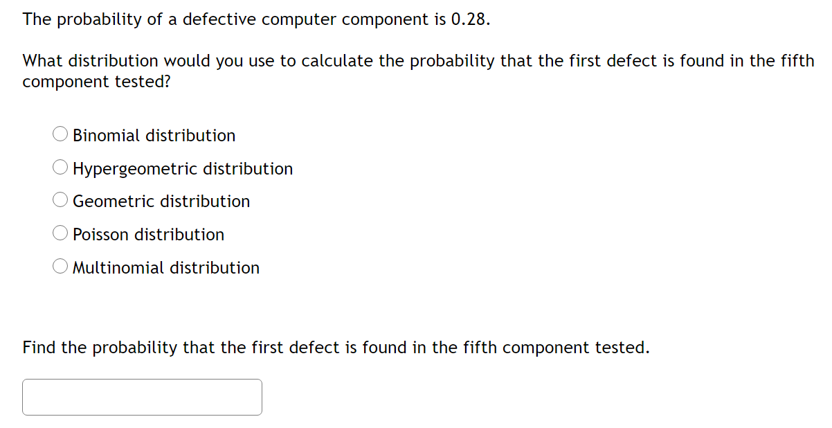Solved The probability of a defective computer component is | Chegg.com