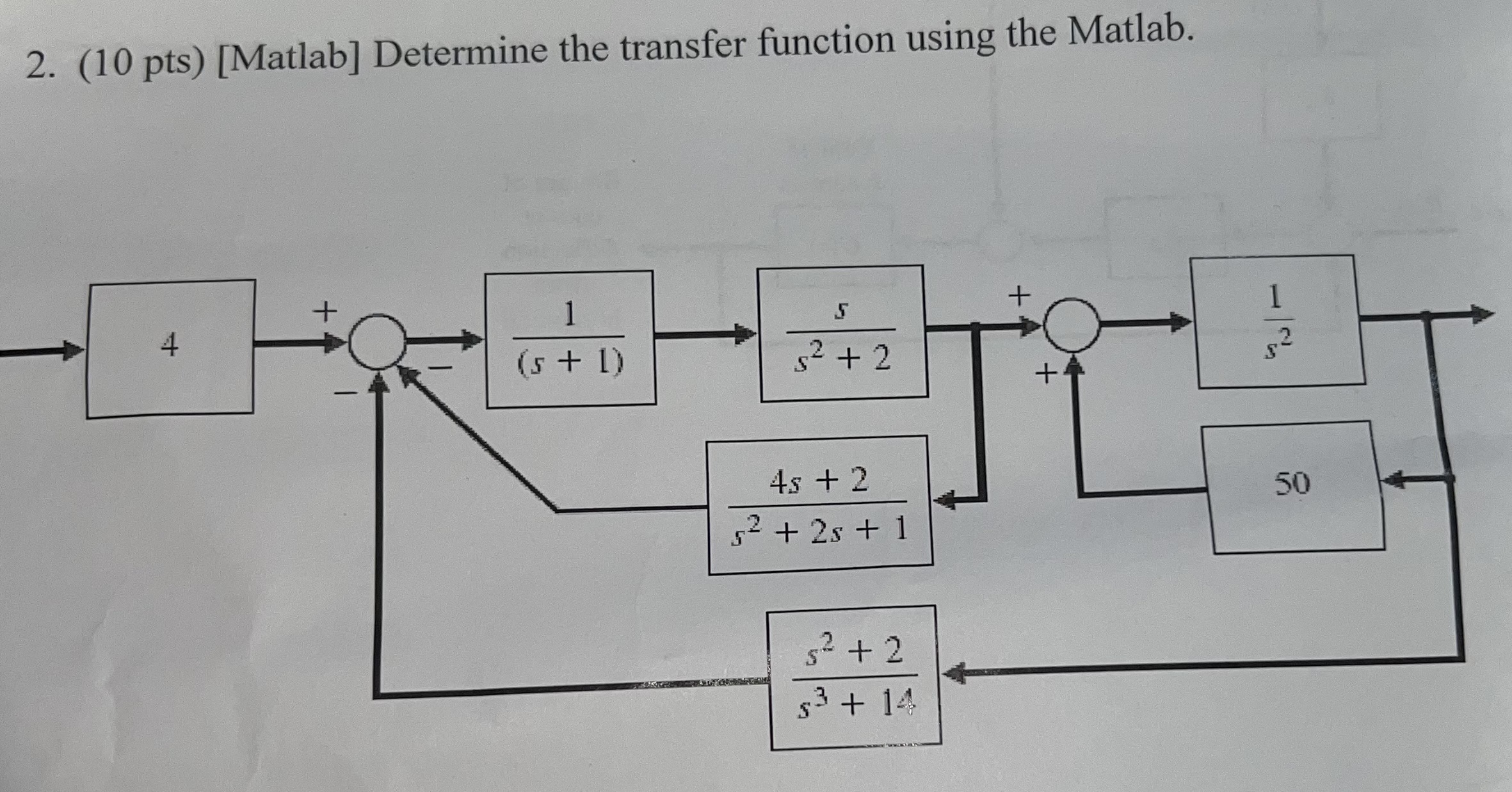 Solved 2 10pts Matlab Determine The Transfer Function 