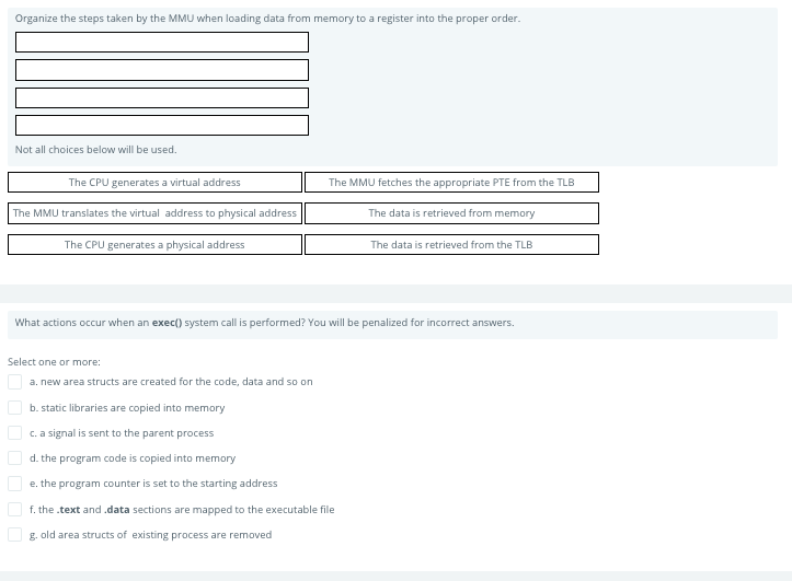 Solved Organize the steps taken by the MMU when loading data | Chegg.com