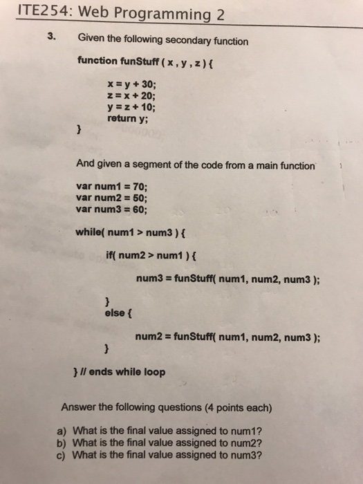 Solved ITE254: Web Programming 2 3. Given the following | Chegg.com