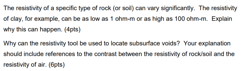 Solved The resistivity of a specific type of rock (or soil) | Chegg.com