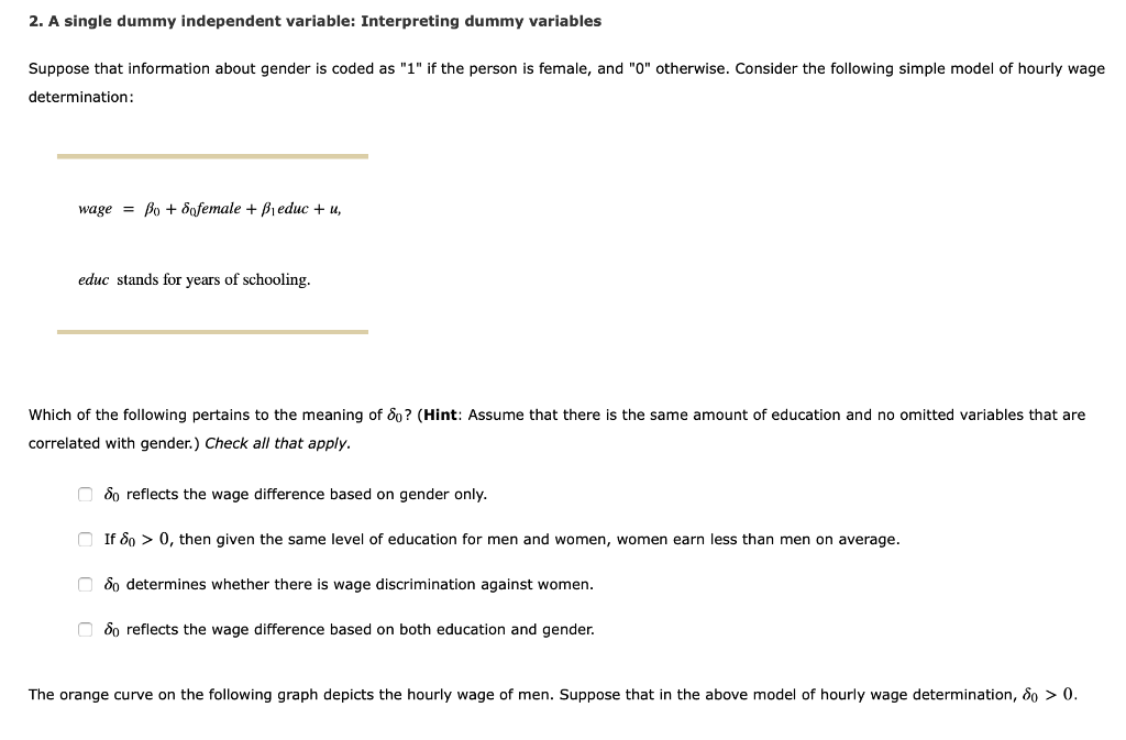 Solved 2. A single dummy independent variable: Interpreting | Chegg.com